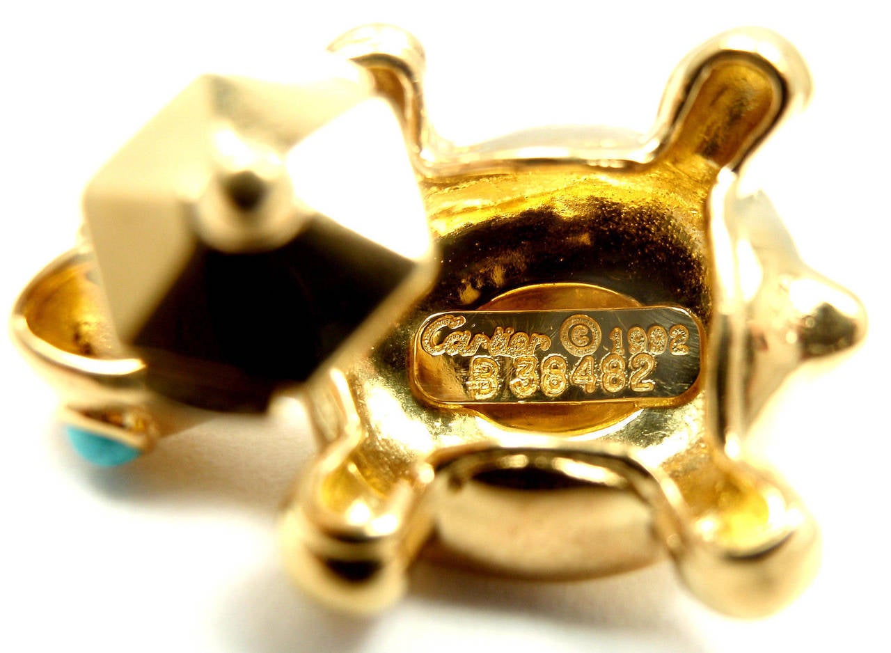 Cartier Turquoise Yellow Gold Turtle Tie Lapel Pin at 1stDibs ...