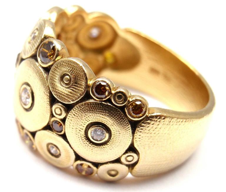 Alex Sepkus Natural Color Diamond Wide Ocean Gold Band Ring at 1stDibs
