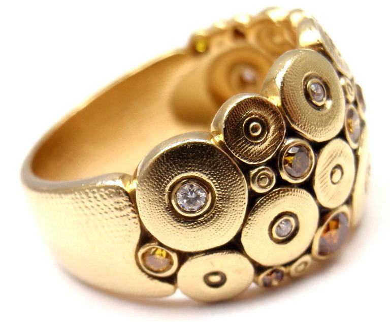 Alex Sepkus Natural Color Diamond Wide Ocean Gold Band Ring At 1stdibs