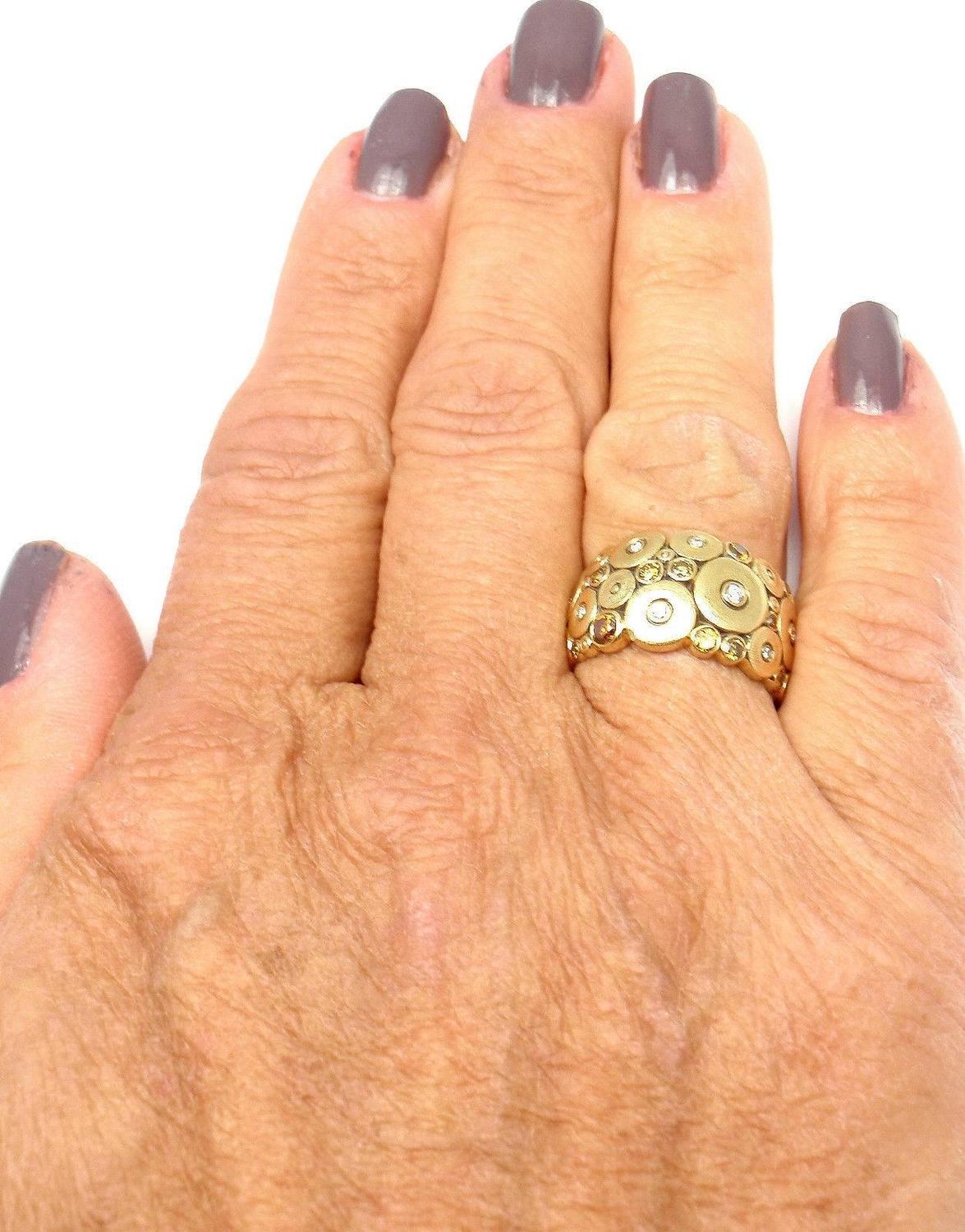 Alex Sepkus Natural Color Diamond Wide Ocean Gold Band Ring For Sale at ...