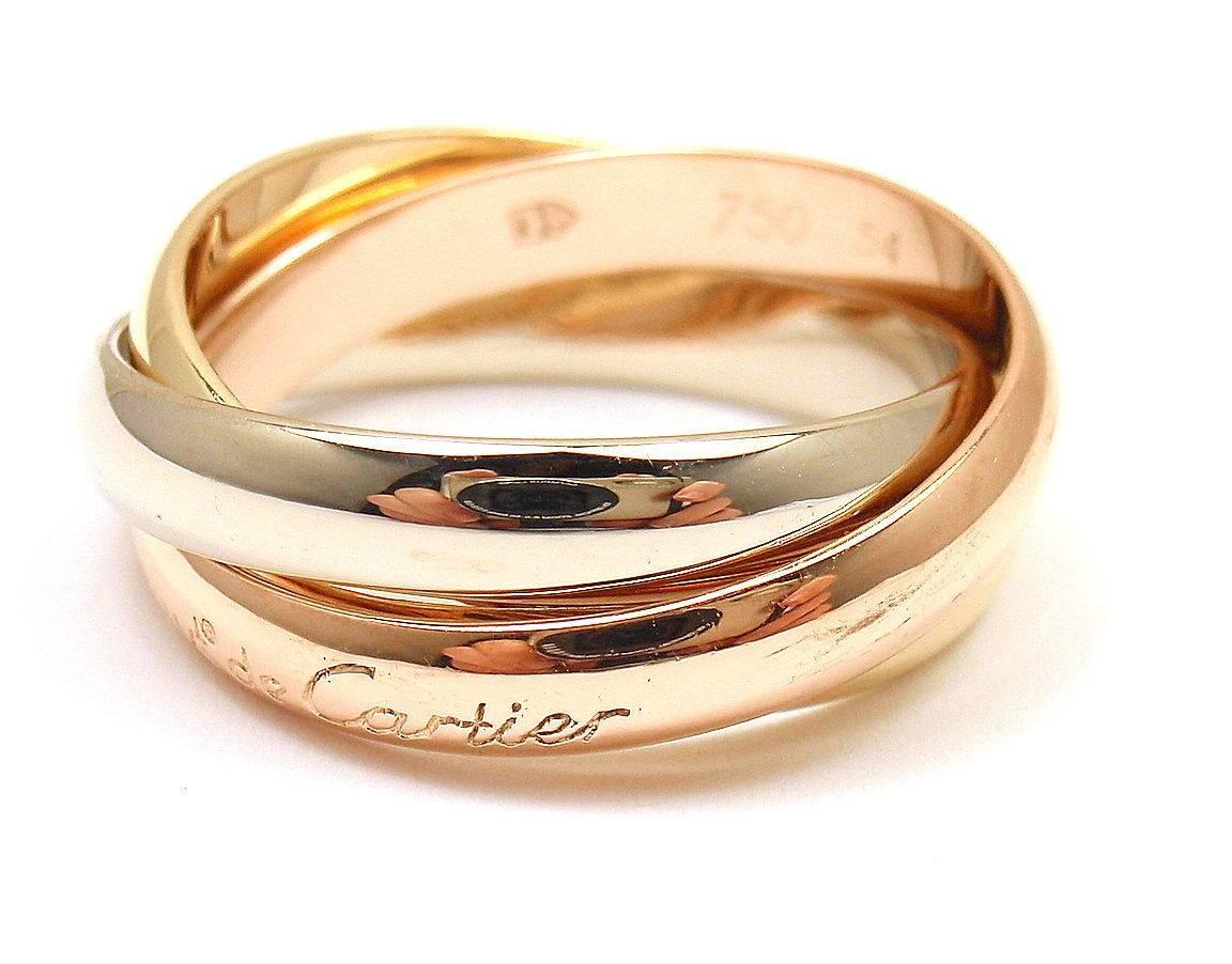 Cartier Les Must De Cartier Three Color Gold Trinity Band Ring at 1stdibs