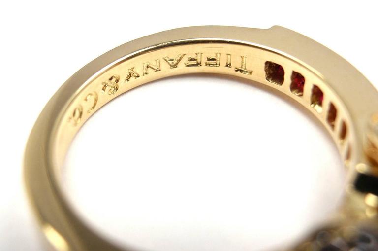 Tiffany and Co. Ruby Diamond Gold X Band Ring at 1stDibs