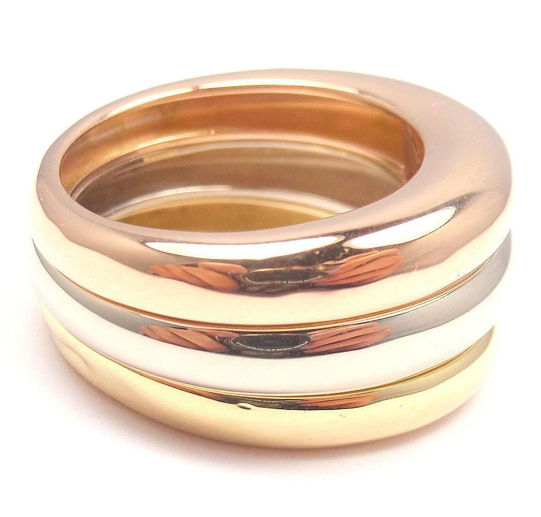 Cartier Tri Color Gold Three Band Ring at 1stdibs