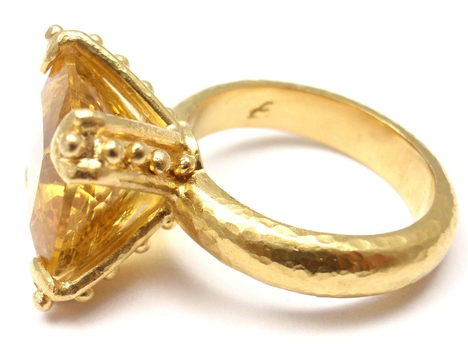 Elizabeth Locke Large Citrine Yellow Gold Ring at 1stdibs