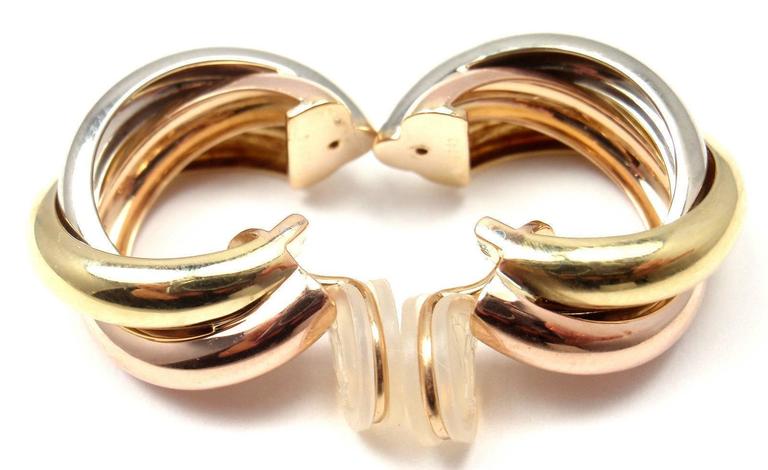 Cartier Trinity Thick Tri-Color Gold Hoop Earrings at 1stDibs | cartier ...