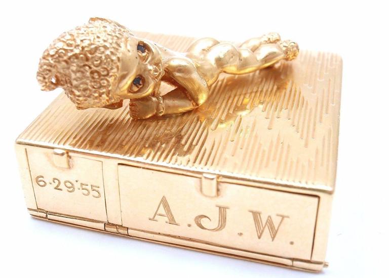 Ruser Sapphire Gold Angel Pocket Compact Storage Box at 1stDibs