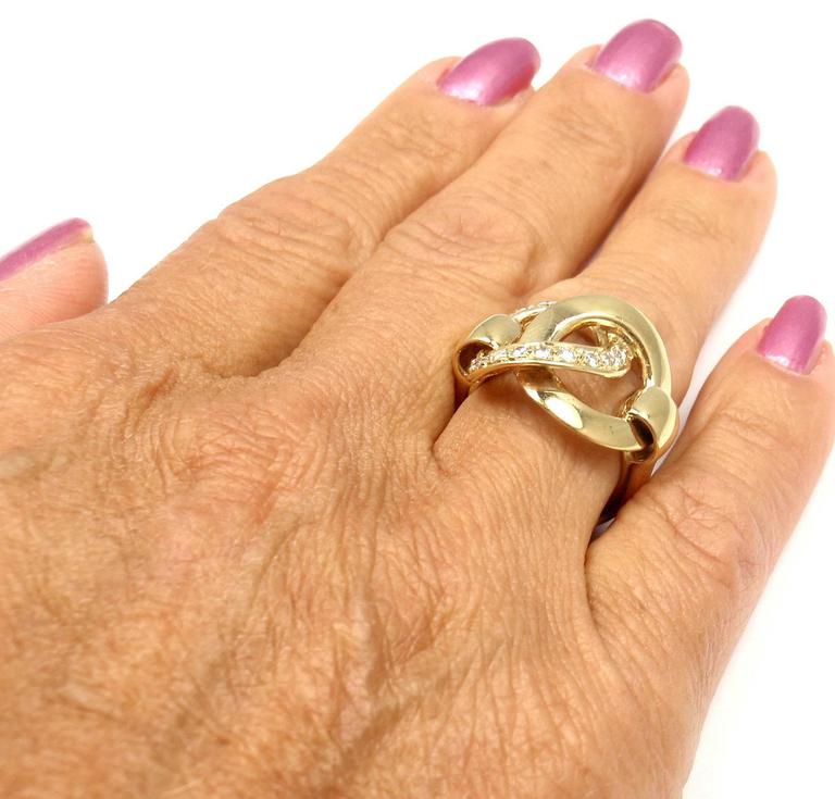 Hermes Diamond Large Yellow Gold Ring at 1stDibs