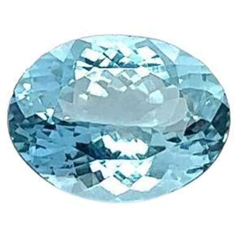AAA Natural Brazil Aquamarine Oval Cut 10.4 Cts Aquamarine Loose Gemstone For Sale at 1stDibs