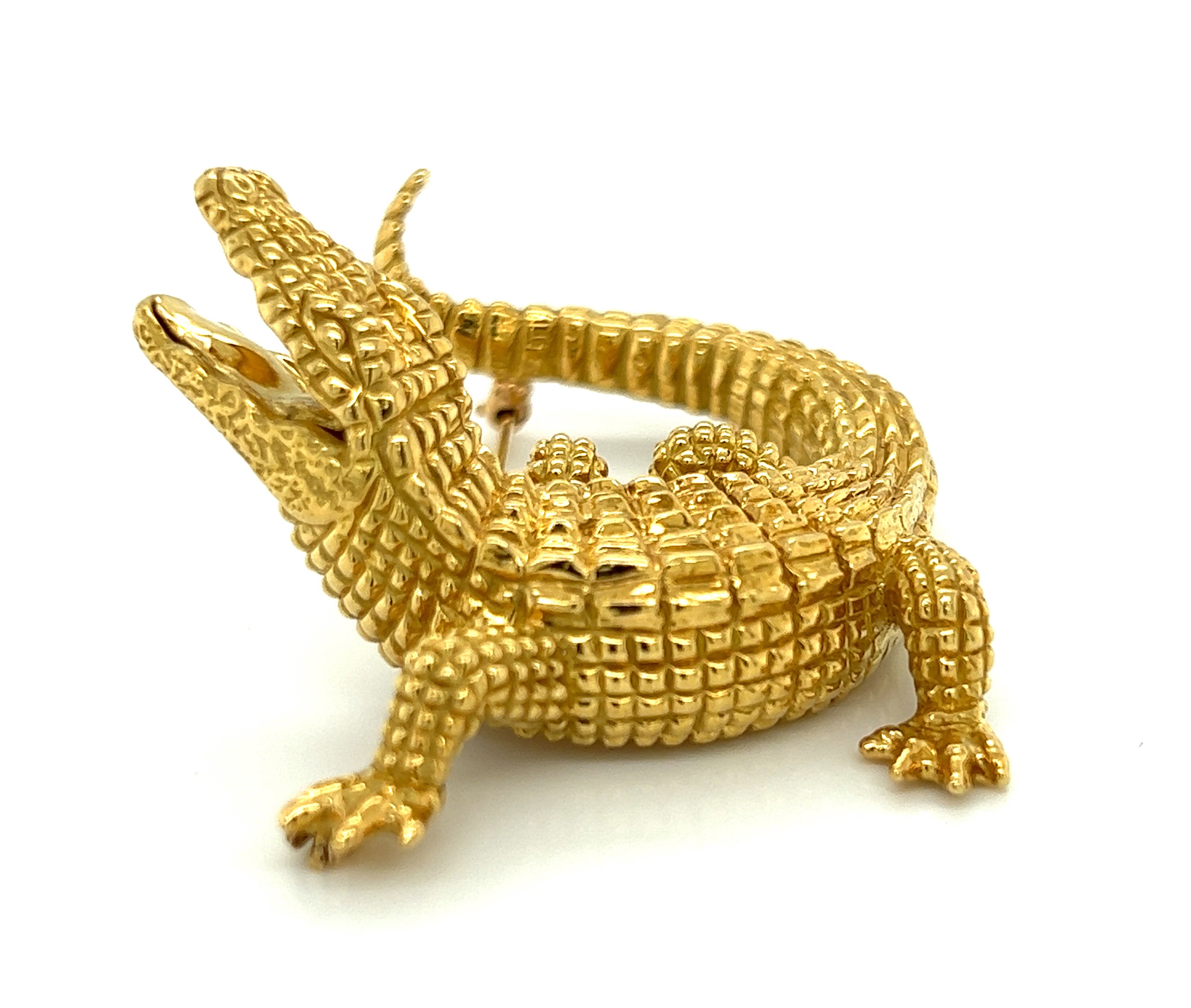 Craig Drake 18k Yellow Gold 3d Full Figure Alligator Pin Brooch For ...