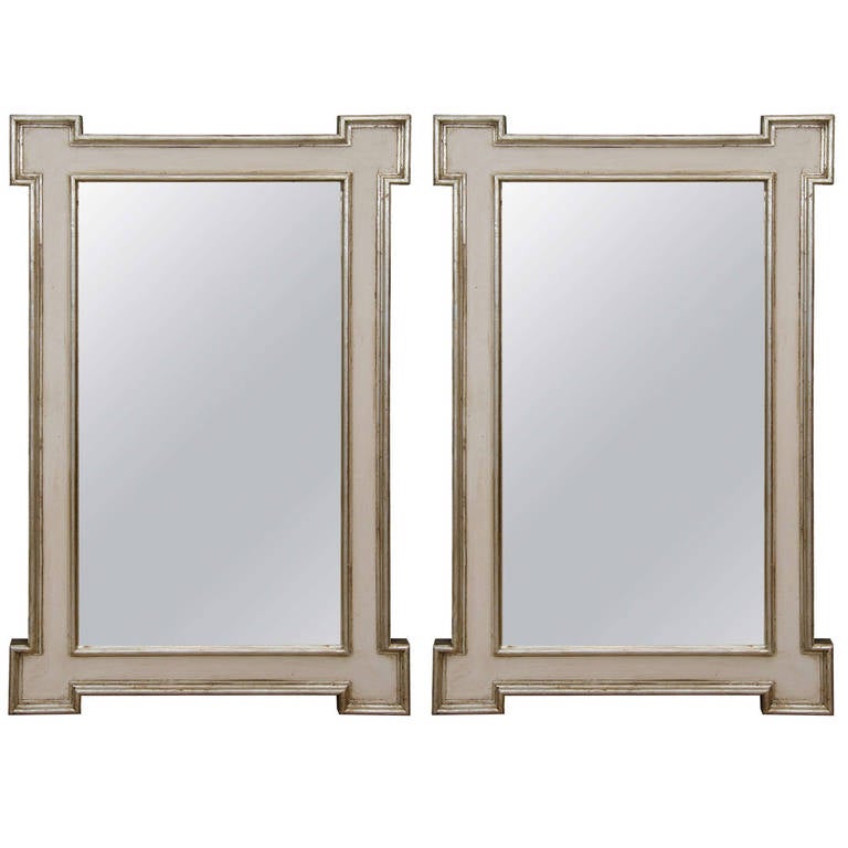 Pair of Painted Silvered Mirrors at 1stDibs