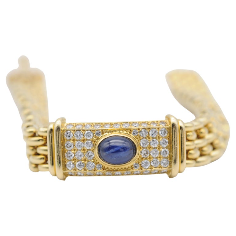 Royal 18k Yellow Gold Bracelet Sapphire, Diamonds For Sale at 1stDibs