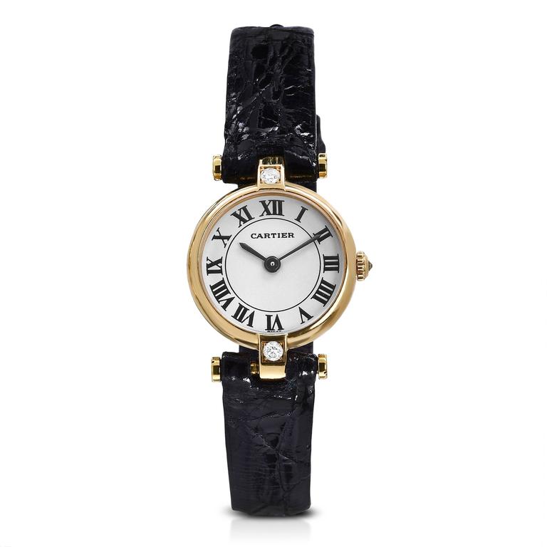 Cartier Paris Yellow Gold Diamond Dress Quartz Wristwatch at 1stDibs
