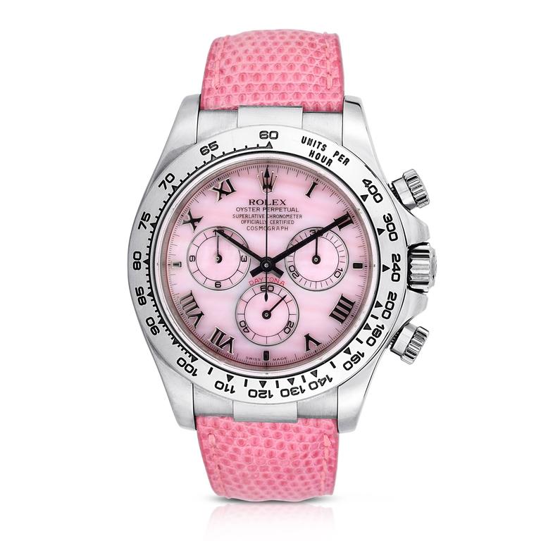 Rolex White Gold Daytona Pink Beach Edition Wristwatch at 1stDibs