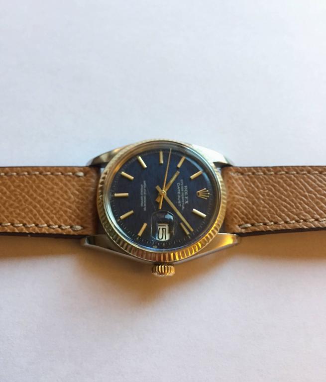 Rolex Vintage Oyster Perpetual Datejust Watch with Blue Wave Dial at ...