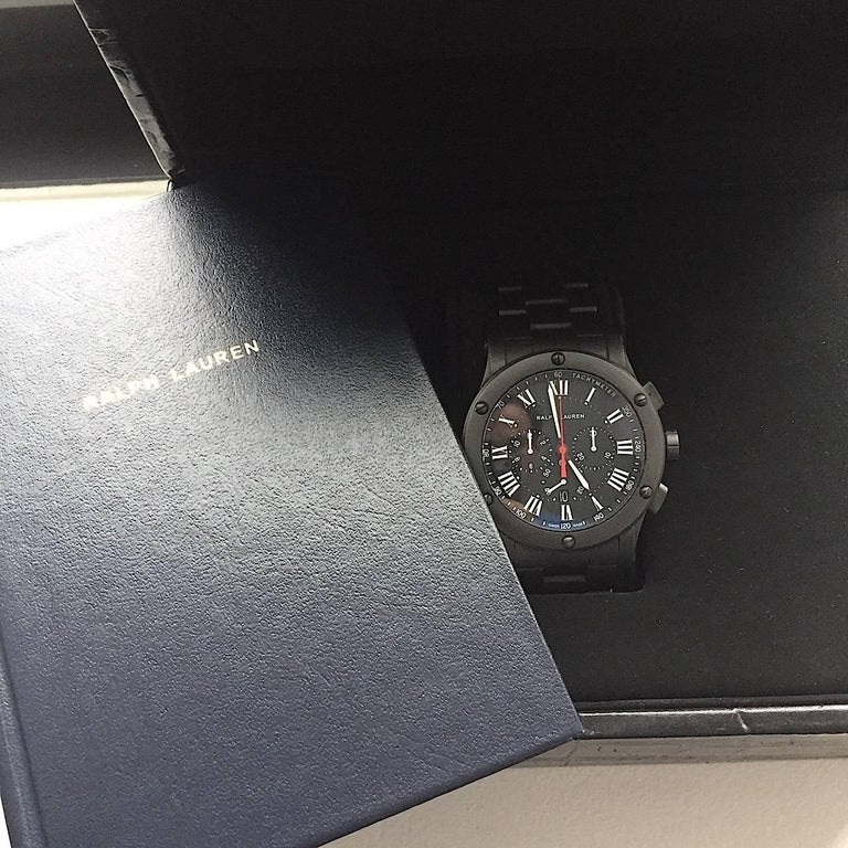 Ralph Lauren Sporting Chronograph Black Matte Ceramic Men's Watch at ...