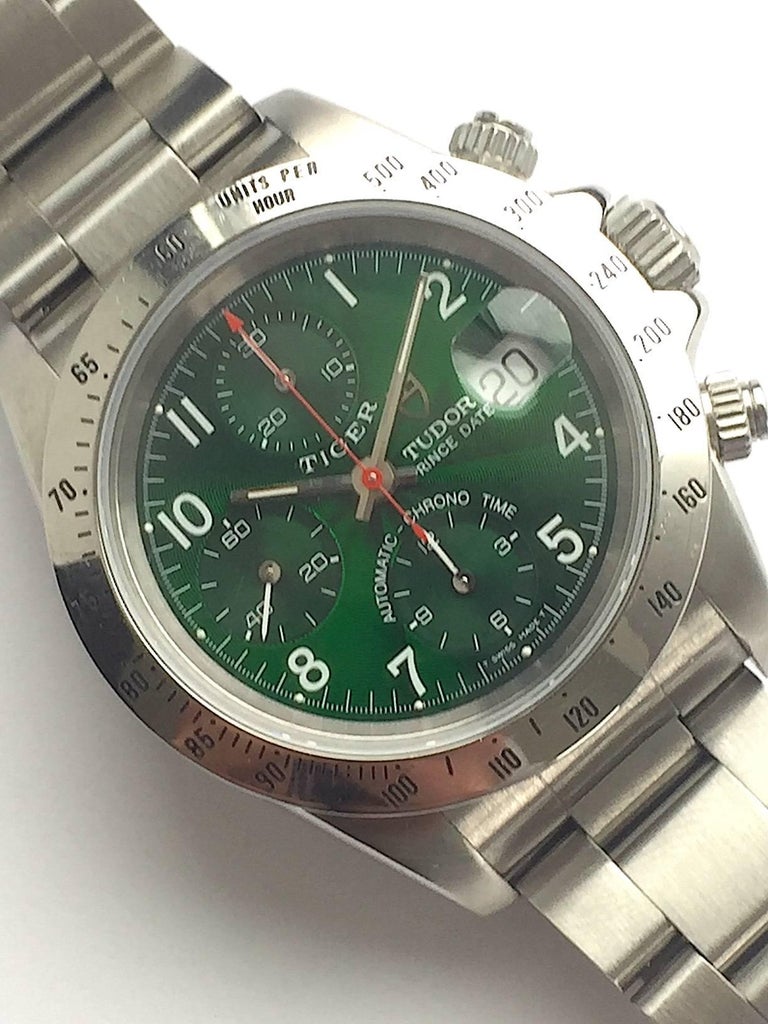 Tudor Stainless Steel Tiger Prince Date Green Chronograph Automatic ...