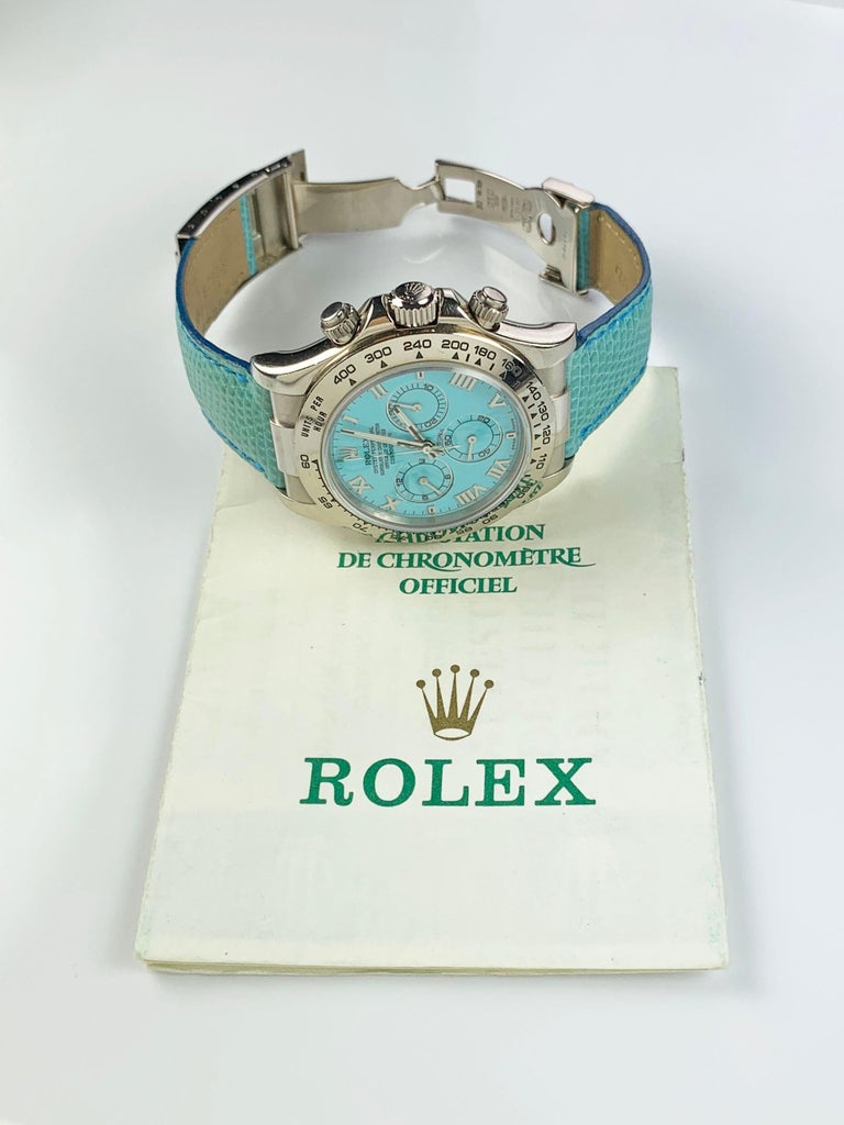 Rolex White Gold Daytona Blue Beach Edition Automatic Watch with Papers ...