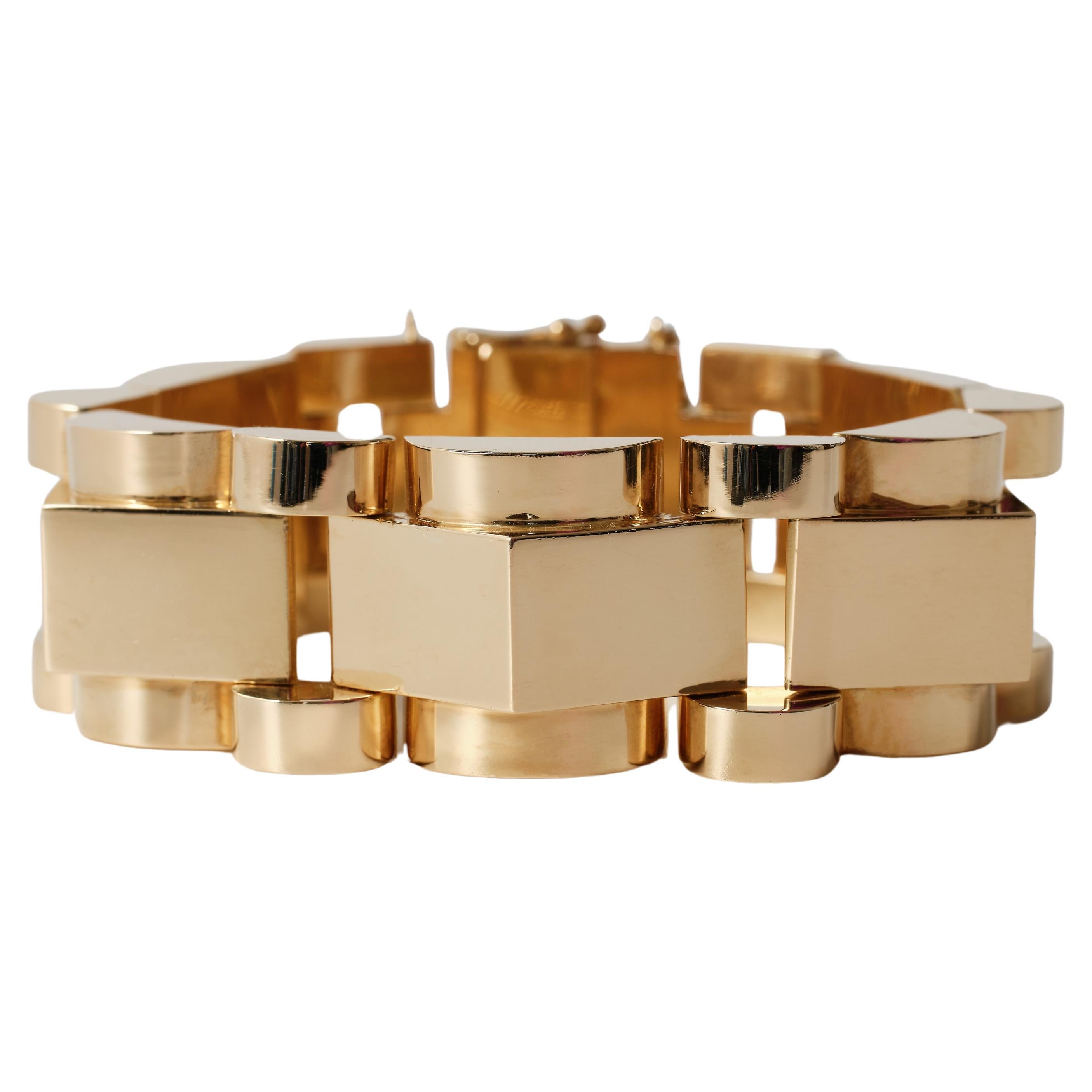 French Retro 18K Gold Tank Bracelet For Sale at 1stDibs