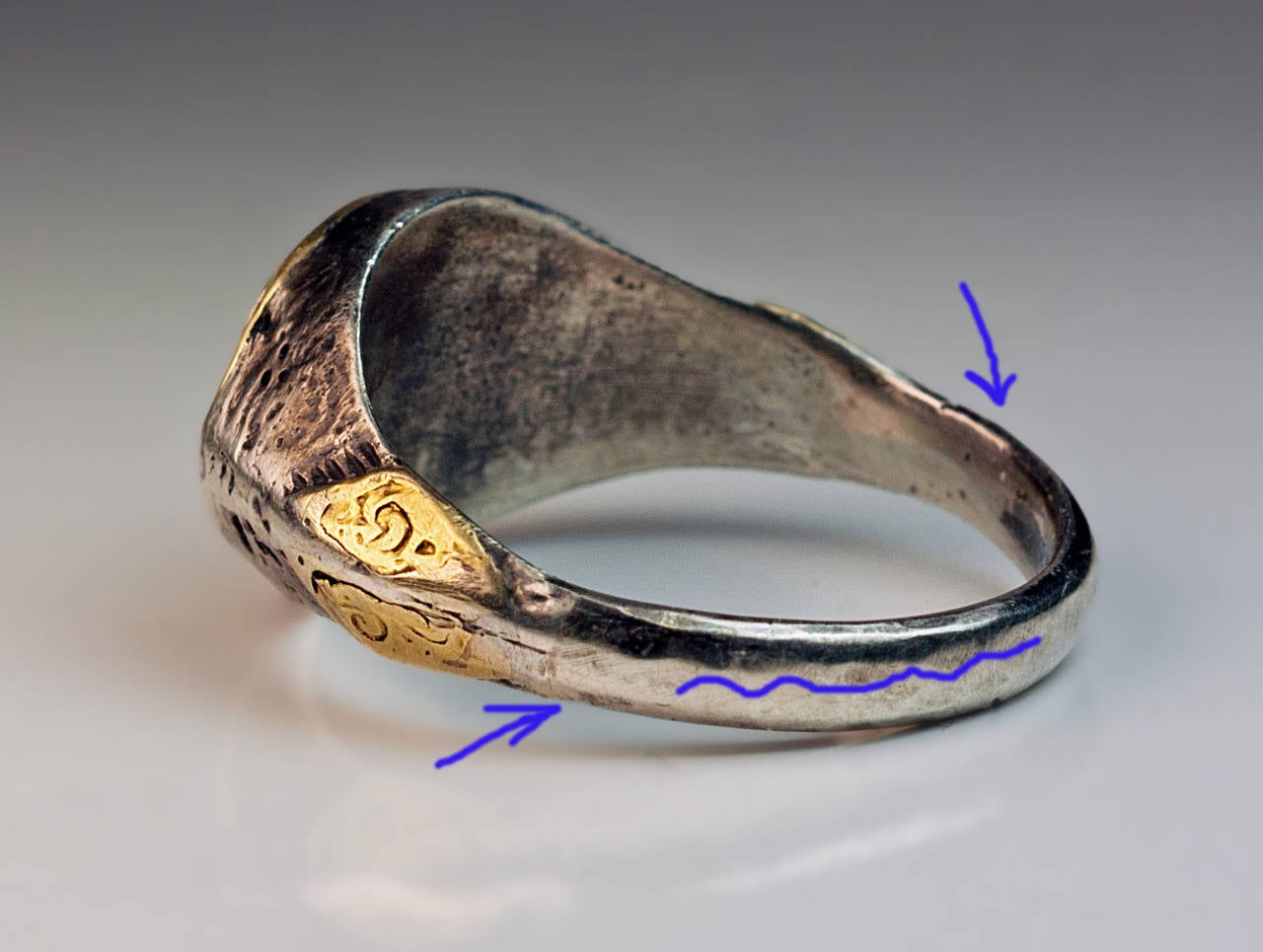 Medieval Silver Gold Ring at 1stDibs