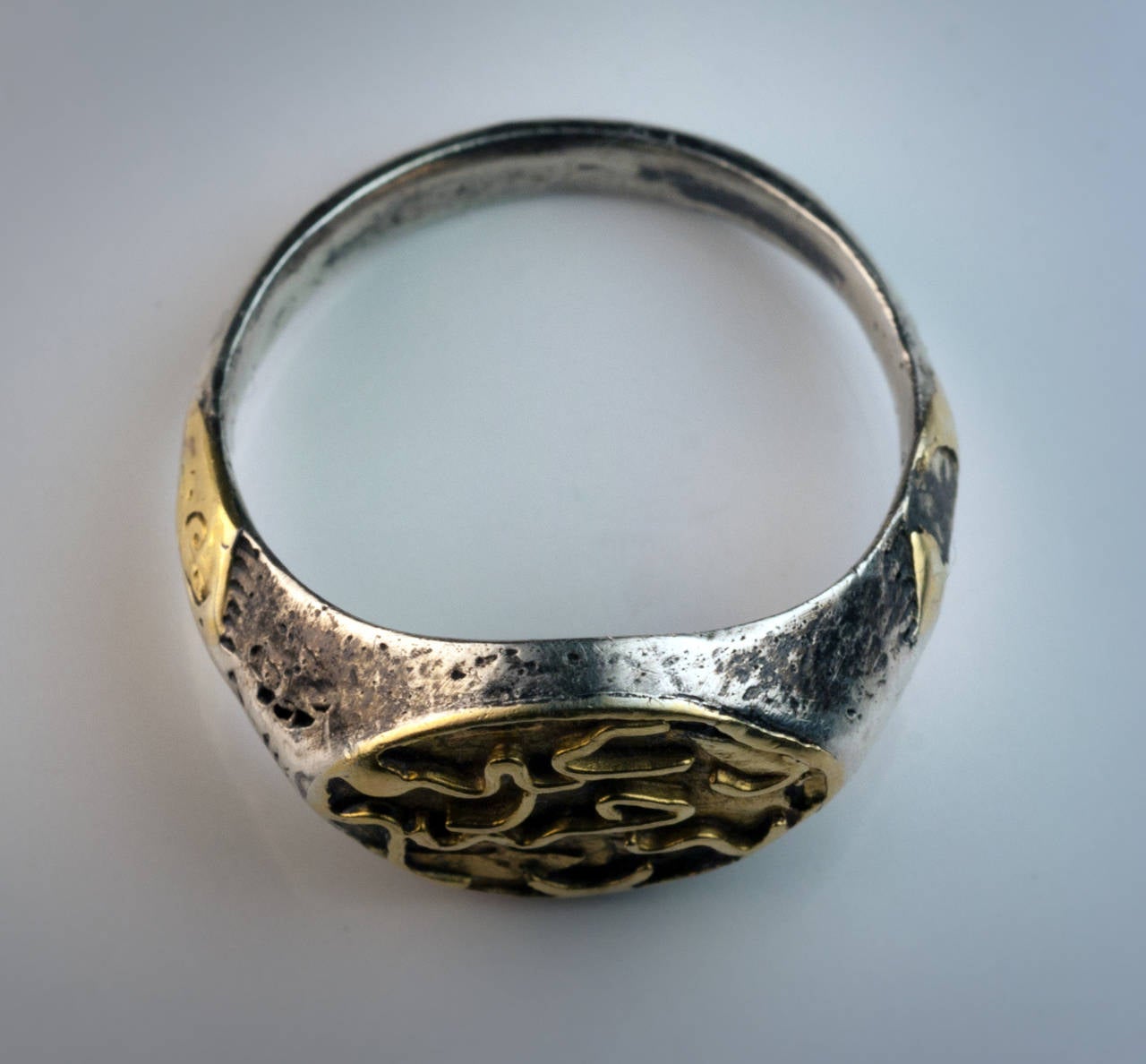 Medieval Silver Gold Ring at 1stDibs