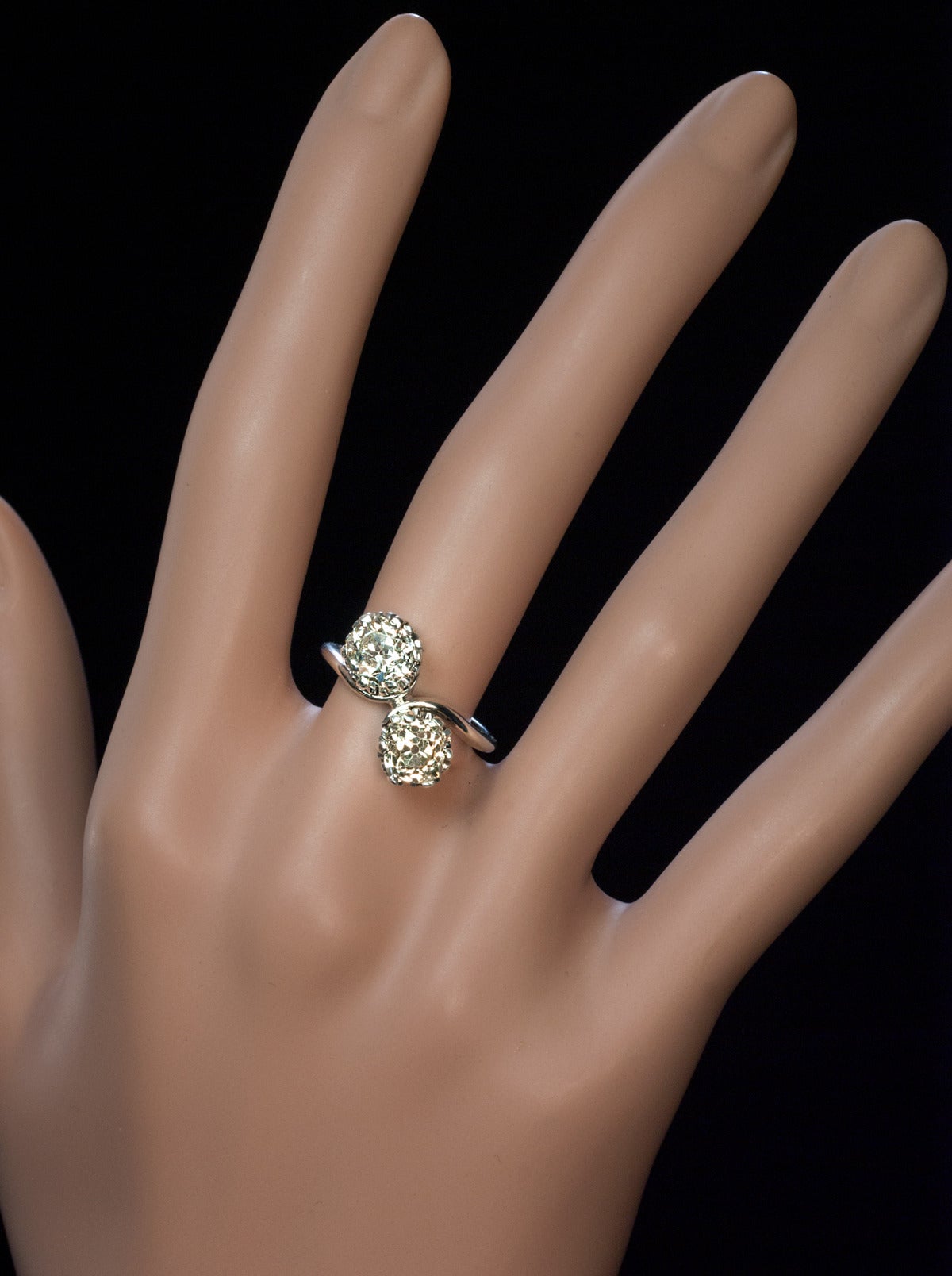 Antique Diamond Gold Bypass Engagement Ring at 1stDibs | vintage bypass ...