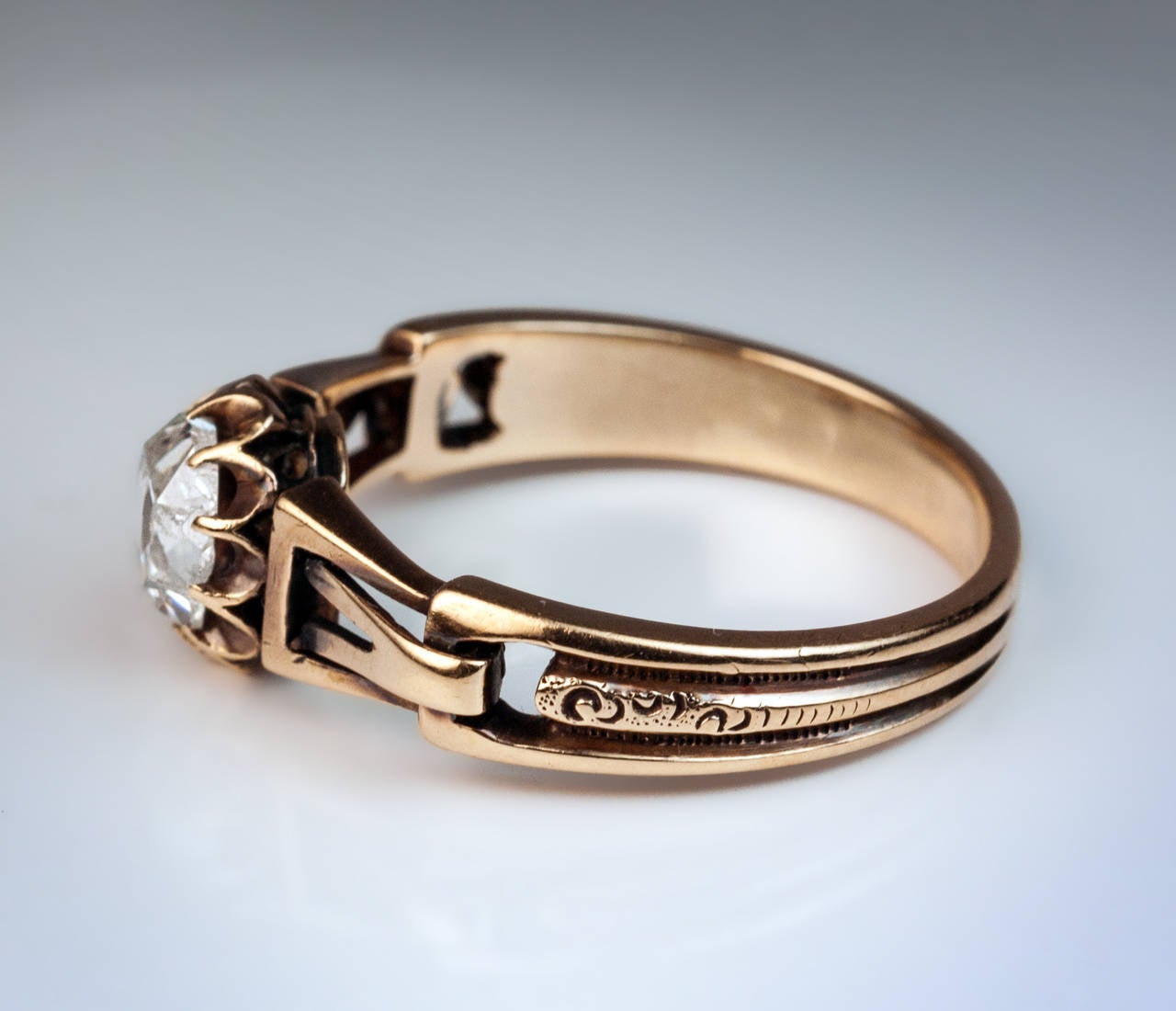 Victorian Russian Rose Cut Diamond Gold Ring at 1stDibs