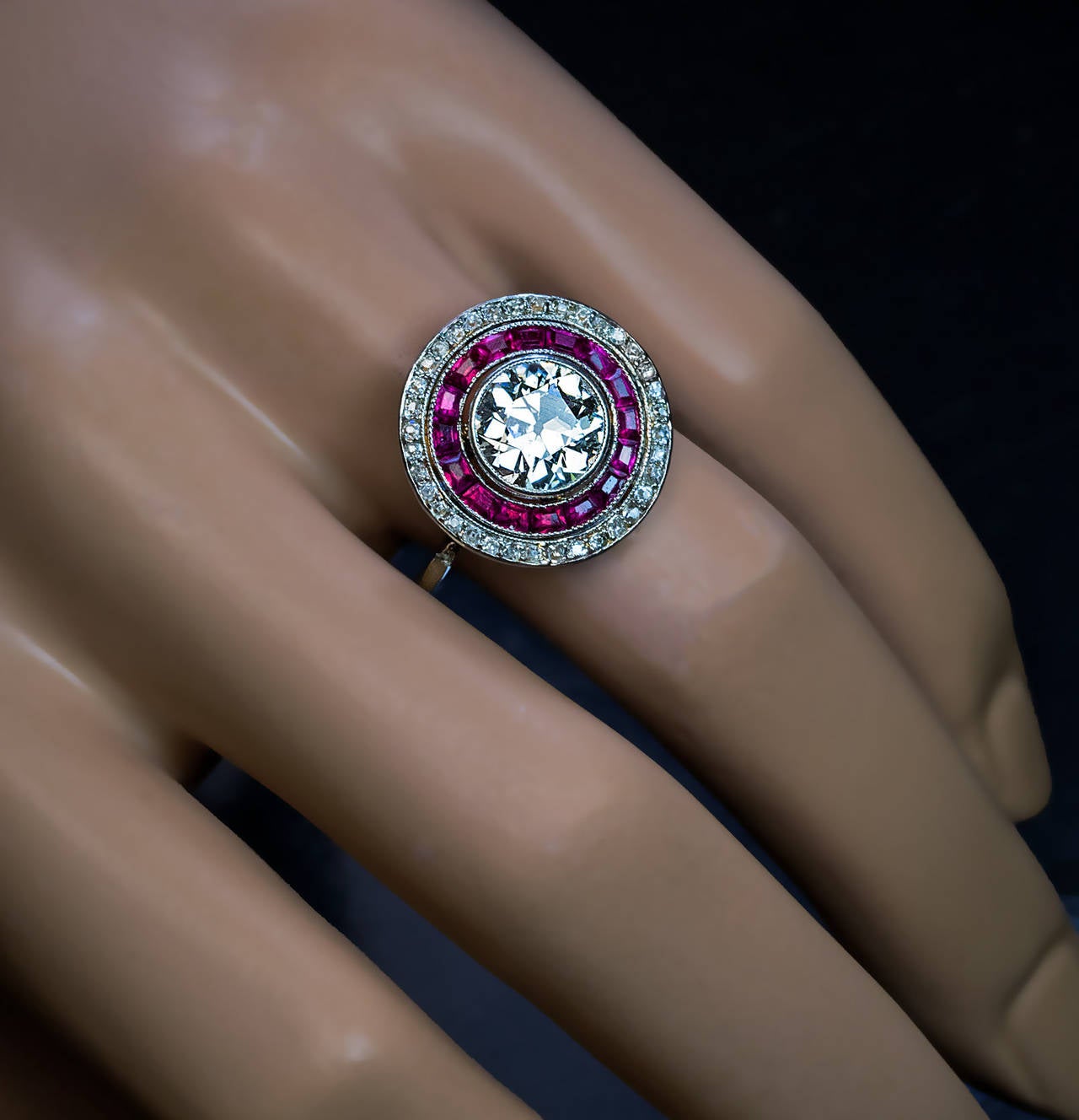 Art Deco 2 Carat Diamond Ruby Engagement Ring at 1stDibs | art deco ...