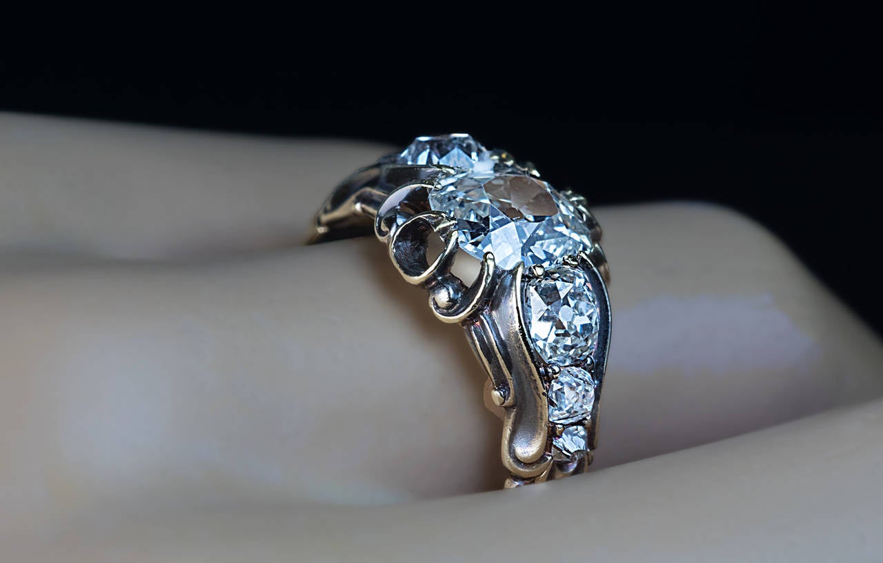 Antique Mid 1800s Diamond Gold Ring at 1stDibs