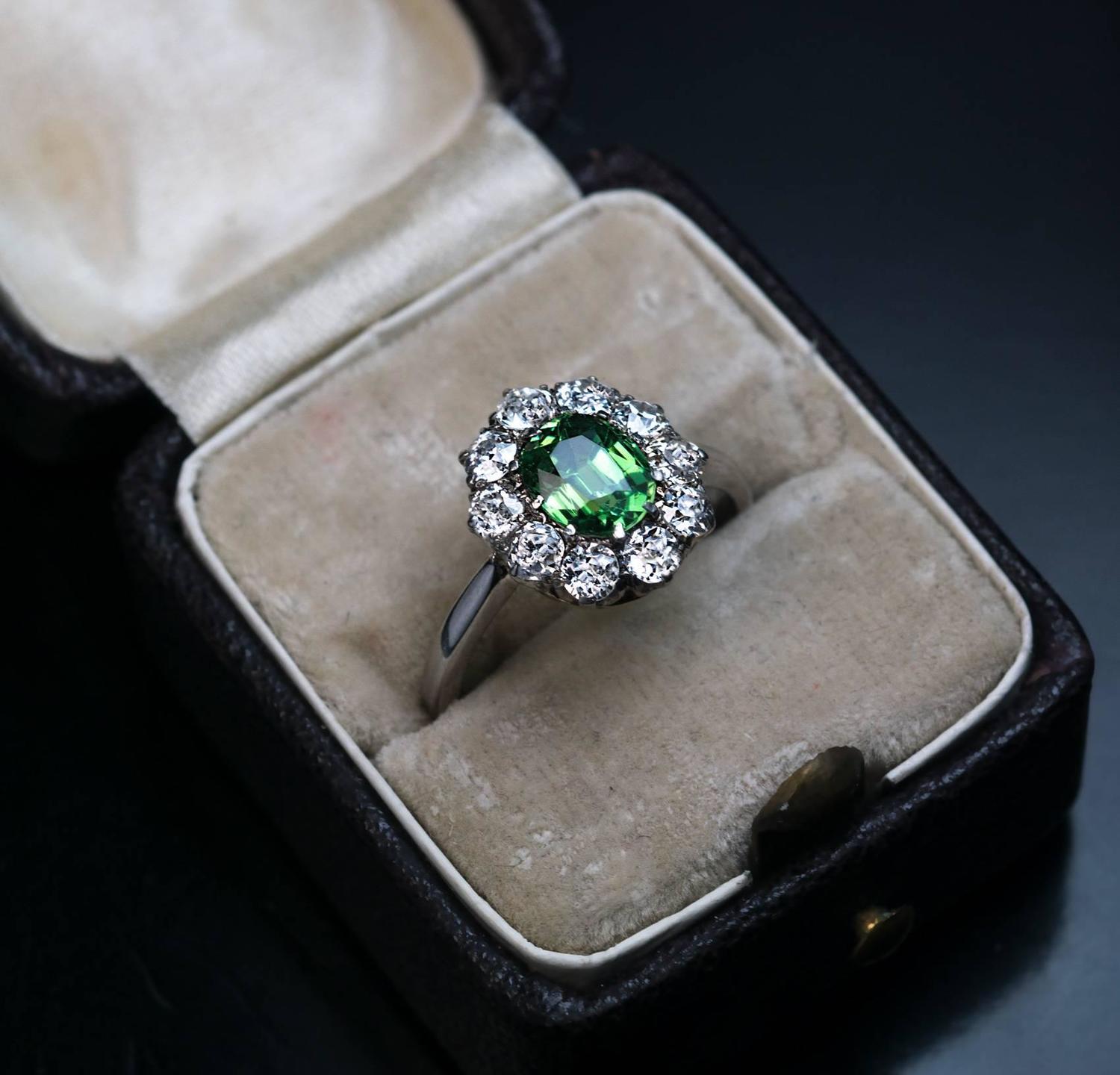 Antique Russian Demantoid Diamond Engagement Ring at 1stdibs