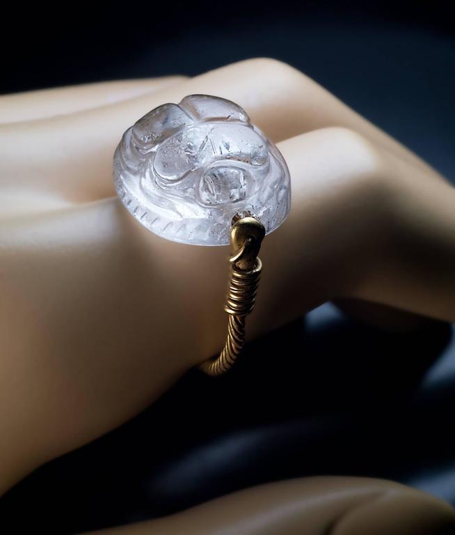 Ancient Greek Rock Crystal Gold Swivel Signet Ring For Sale at 1stDibs ...
