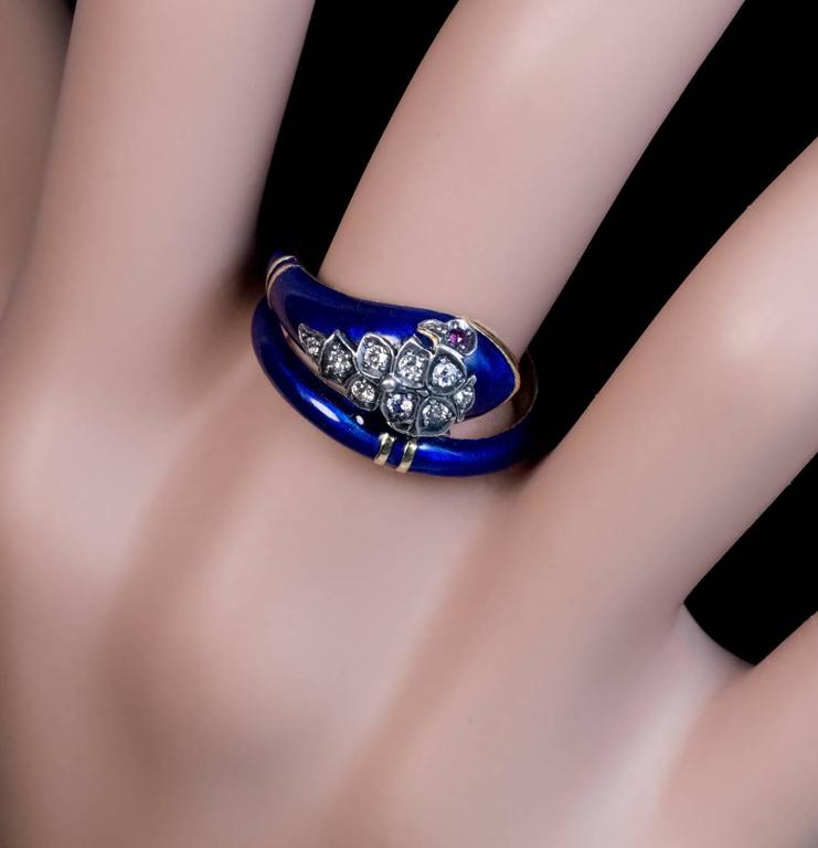 Antique Victorian Enamel Diamond Ruby Gold Snake Ring at 1stDibs ...