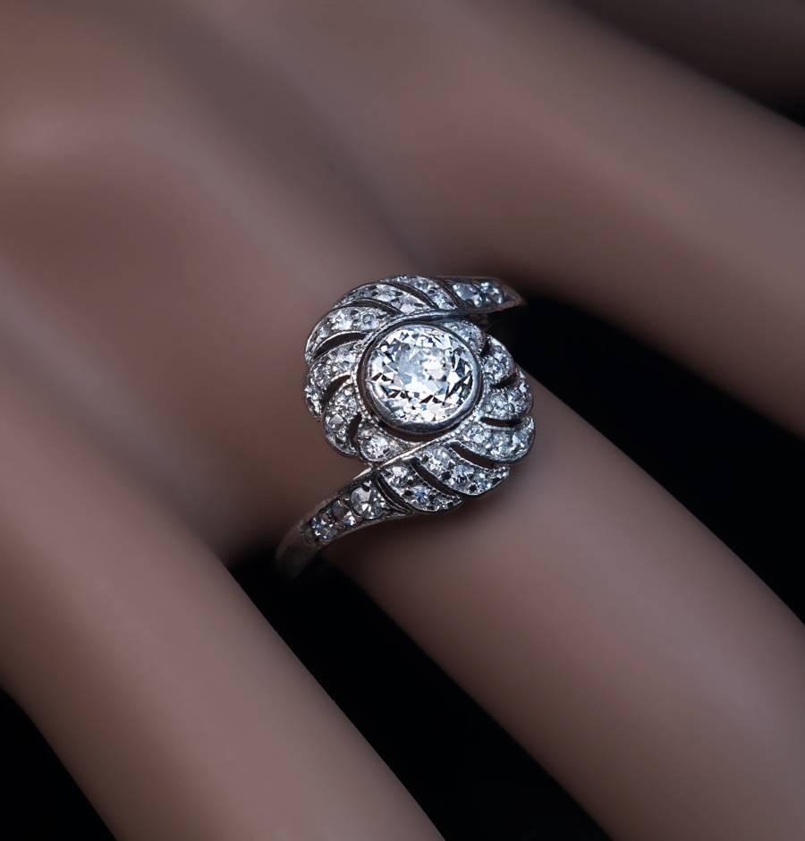 Art Deco Diamond Platinum Tourbillon Ring at 1stDibs