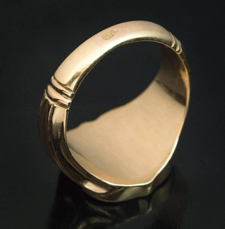 Antique Russian 19th Century Carved Gold Armorial Signet Ring at 1stDibs