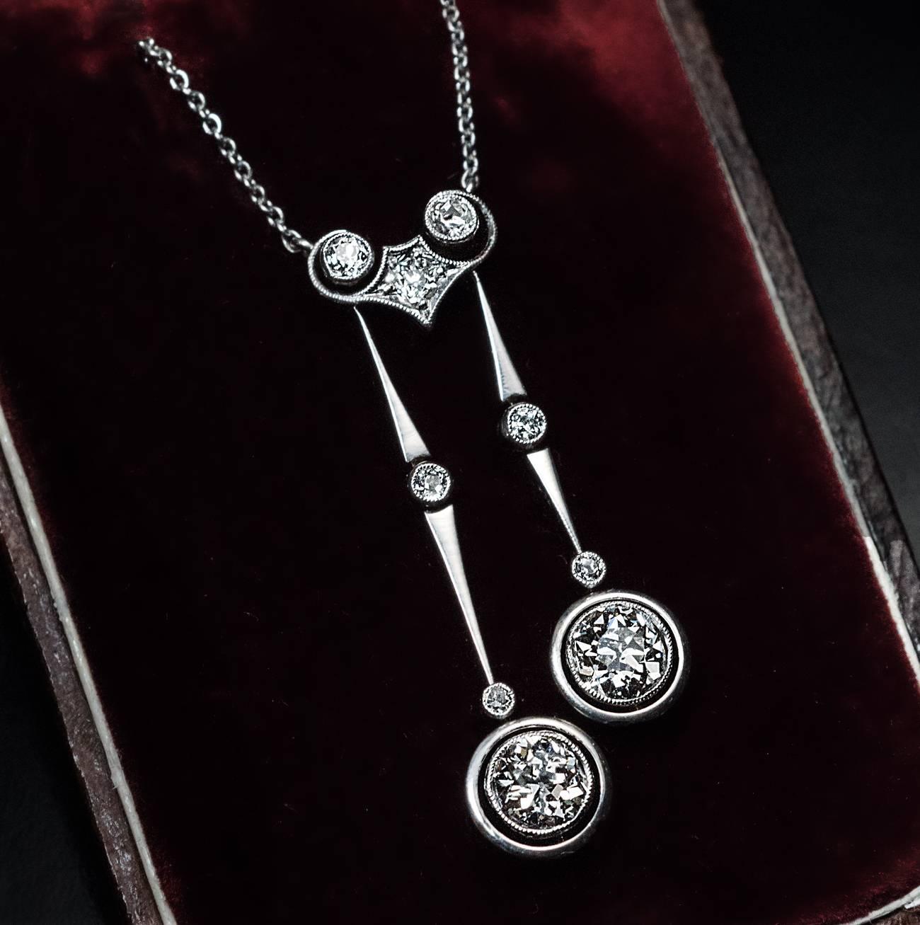 Antique Edwardian Era Diamond Negligee Pendant Necklace at 1stDibs ...