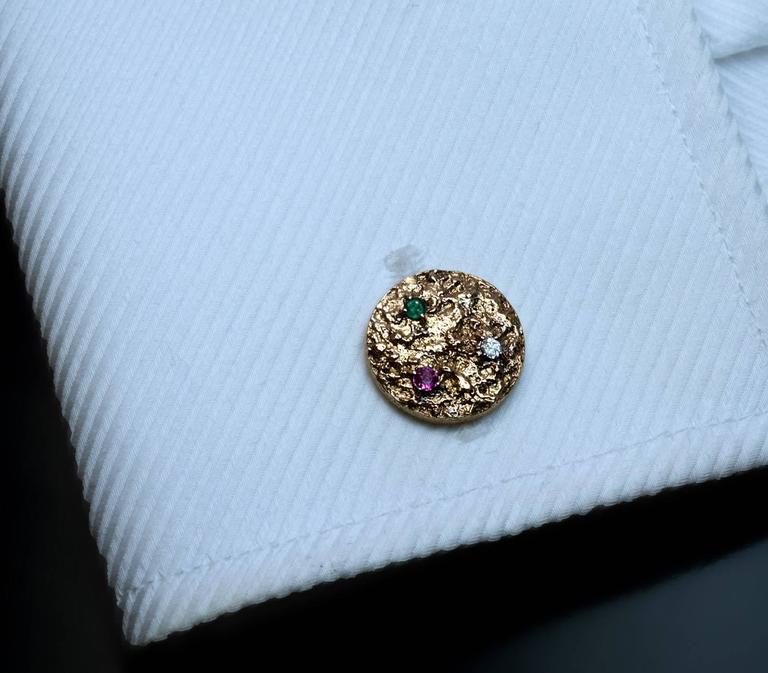 Antique Jeweled Gold Nugget Cufflinks For Sale at 1stDibs