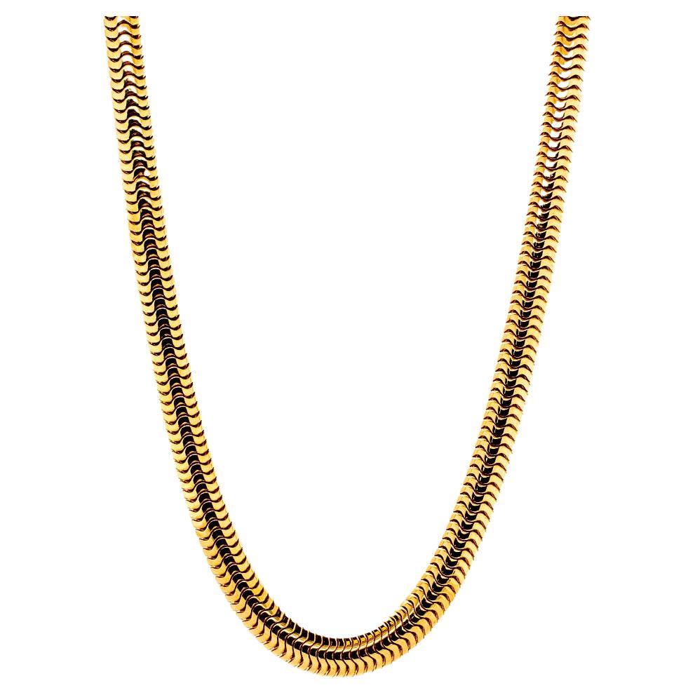 Retro 40s Necklace 14k Gold Snake Chain Geometric Stations For Sale at ...