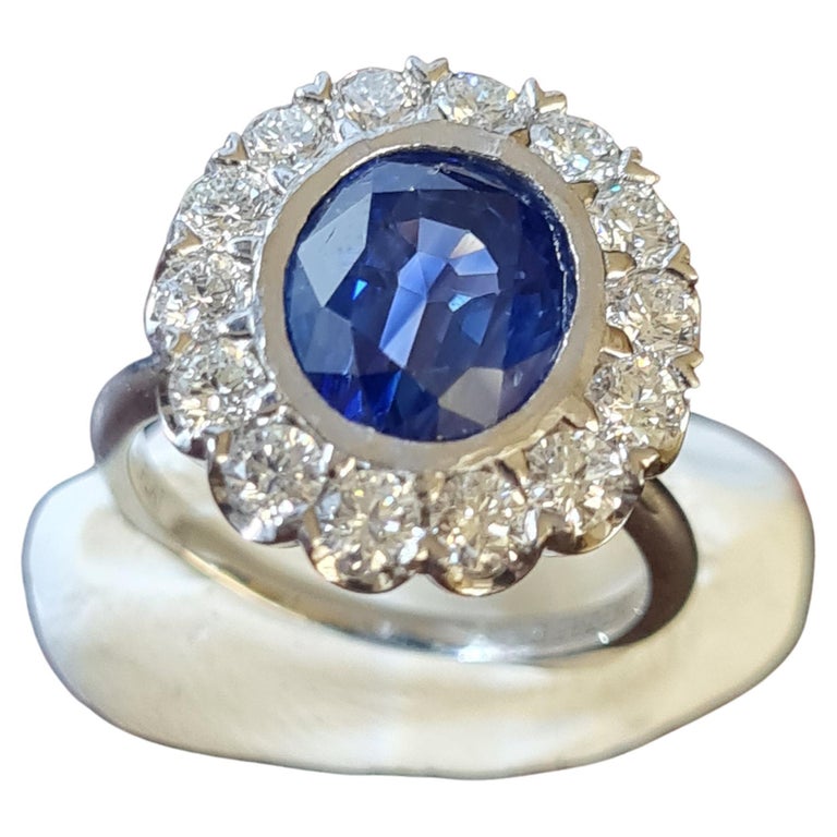 Solid Platinum and Diamond Blue Sapphire Ballerina Ring Cartier ...
