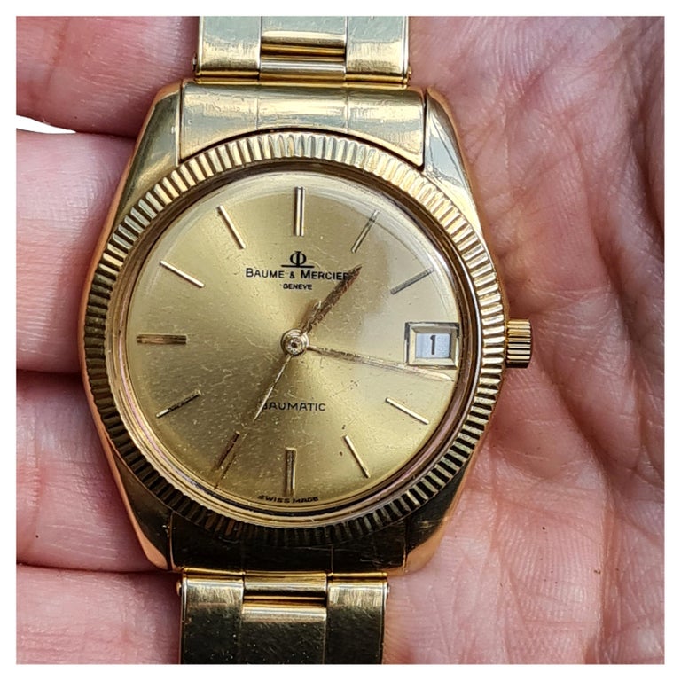 Solid 18k Gold Baume Mercier Baumatic For Sale at 1stDibs