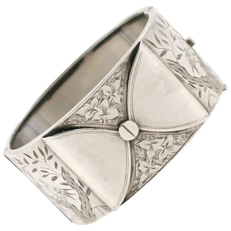 Antique Victorian Silver Cuff Bracelet at 1stDibs