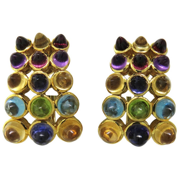 Laura Munder Gemstone Gold Earrings at 1stDibs