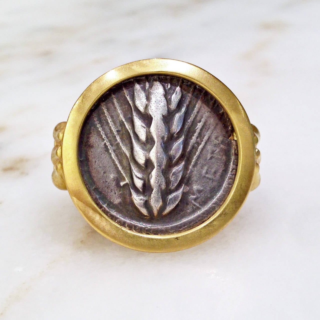Bronze Roman Coin Heavy Gold Ring at 1stDibs