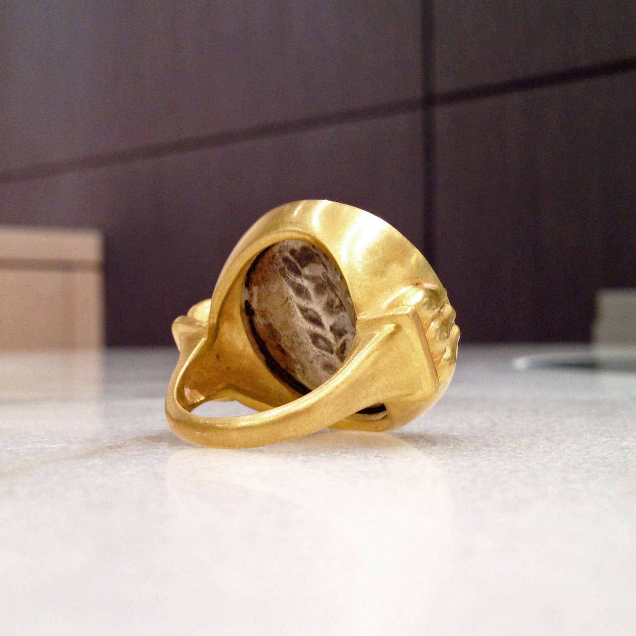 Bronze Roman Coin Heavy Gold Ring at 1stDibs