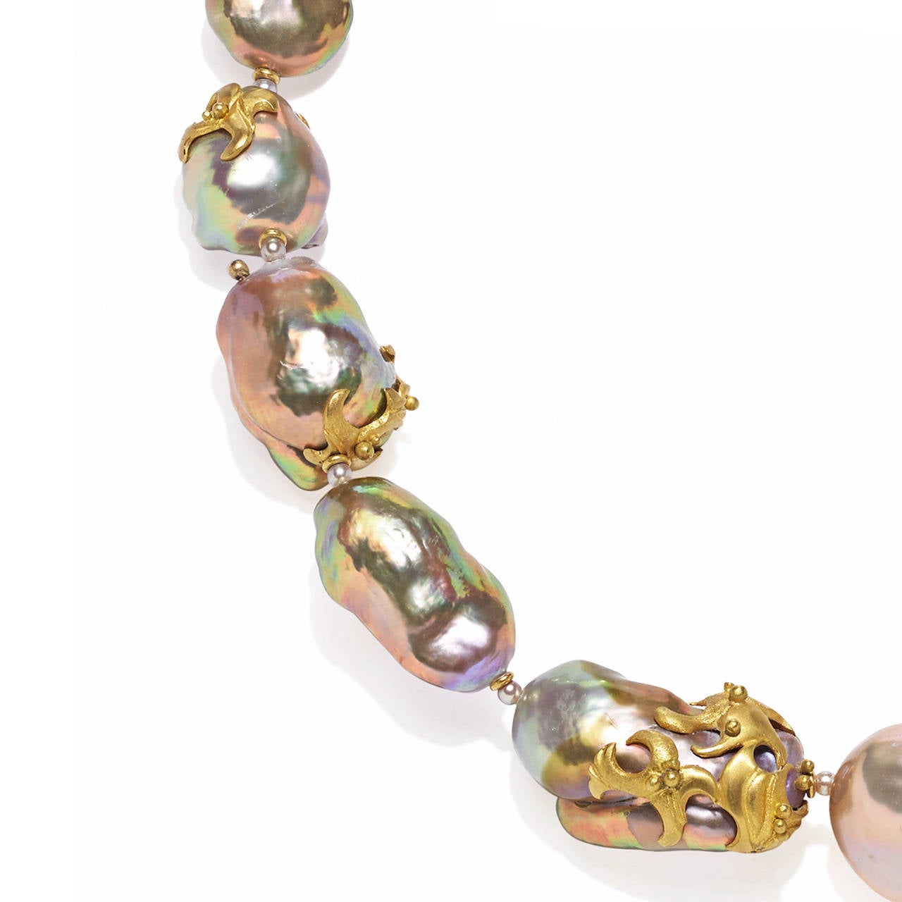 Extraordinary Metallic Chinese Freshwater Souffle Pearl Gold Necklace ...