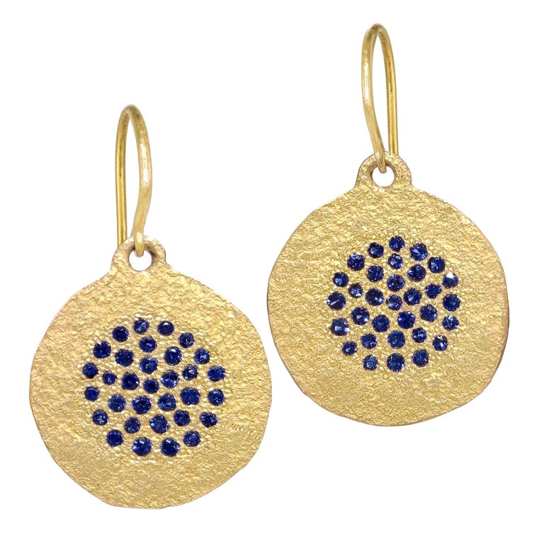 Devta Doolan Fine Blue Sapphire Sprinkle Coin Drop Earrings For Sale at ...