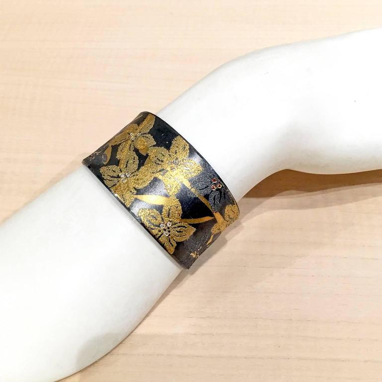 Atelier Zobel Handmade Fused Diamond Oxidized Silver Pure Gold Flower ...