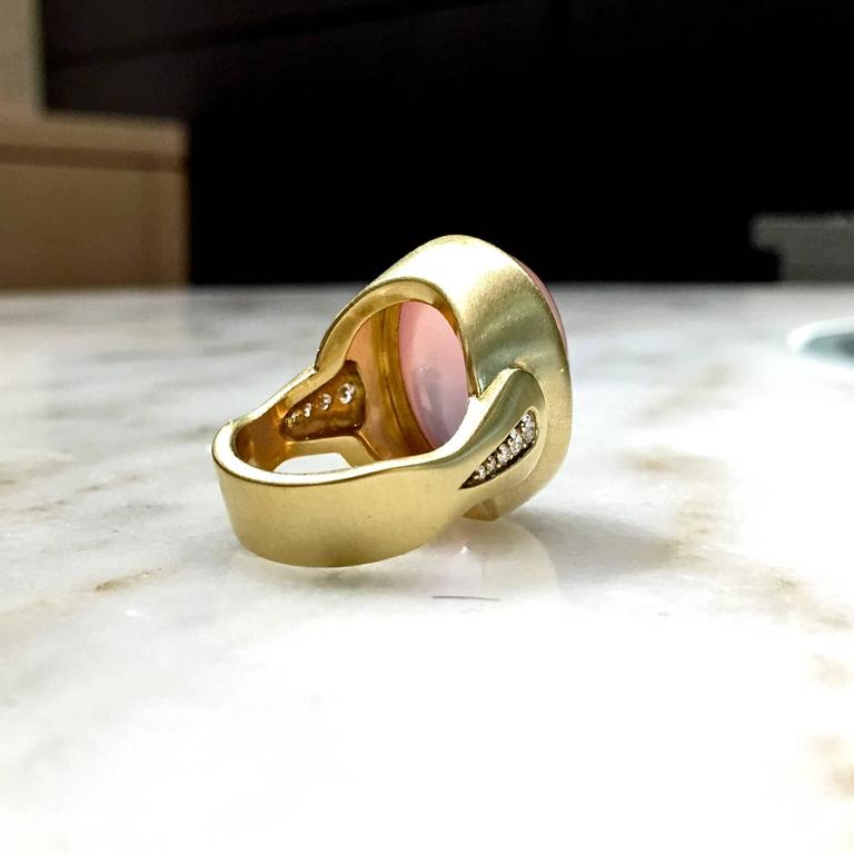 Susan Sadler Rose Quartz Asterism Diamond Gold Dome Ring For Sale at ...