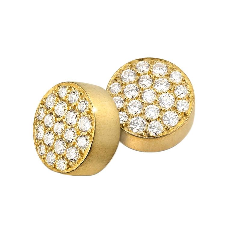 Susan Sadler Pave Chinese Freshwater Pearl Diamond Gold Drop Stud ...