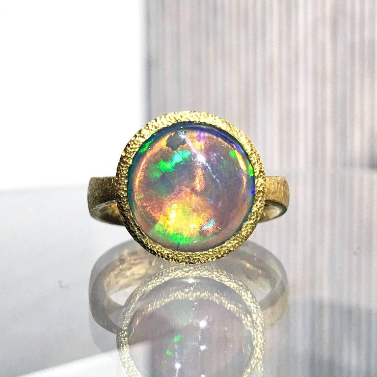 One of a Kind Devta Doolan Australian Lightning Ridge Opal Matte Gold Ring at 1stDibs | devta रिंग