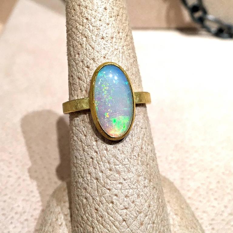Petra Class Orange Red Glow Multi-Color Fire White Opal Matte Gold Ring ...