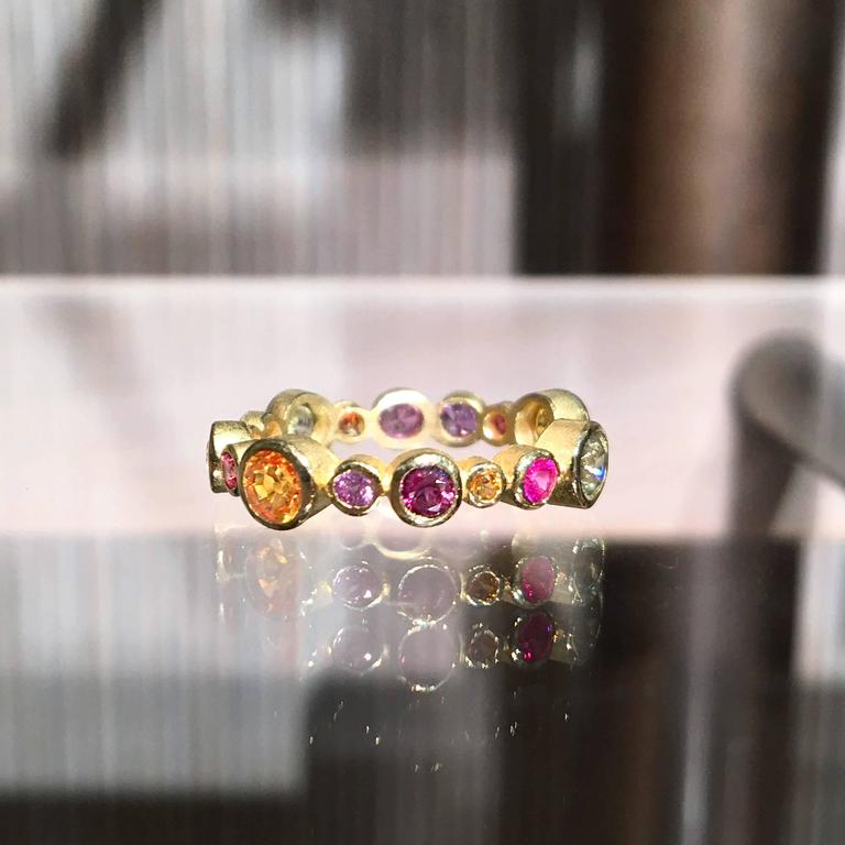 Barbara Heinrich Vibrant Multi-Color Sapphire Matte Gold Random Bubble ...